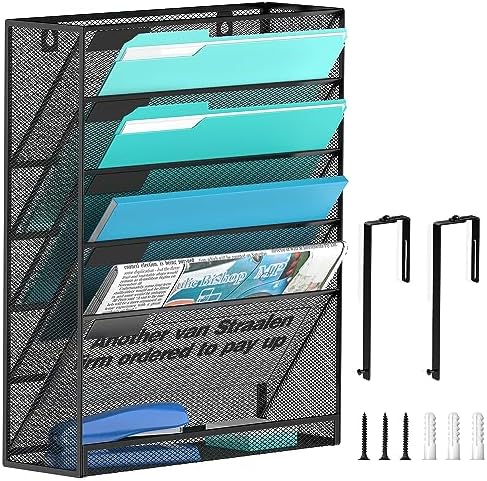 Amazon.com : JMHUD 6-Tier Hanging File Organizer Wall File Holder, Wall ...