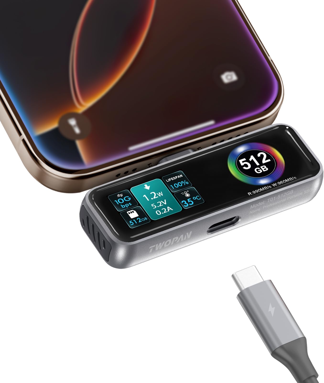 Amazon.com: TWOPAN Magnetic Portable iPhone SSD for ProRes 4K 60fps ...