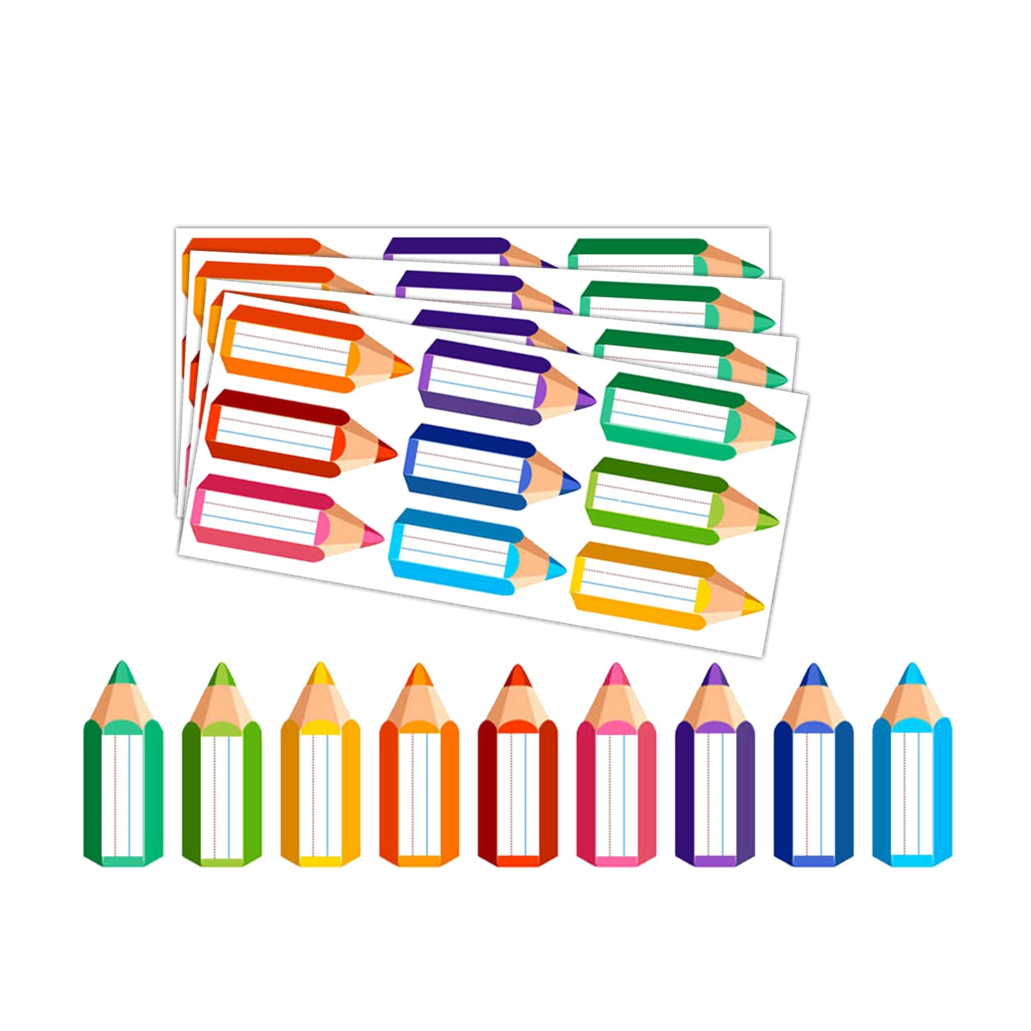 Amazon.com: Colorful School Pencils Name Tags Stickers,Classroom Name ...