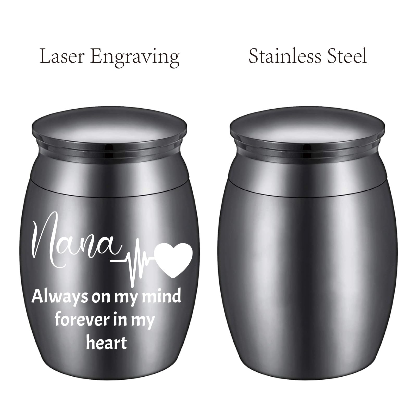 CREATCABIN Small Black Urn Metal Ash Urns Alloy Decorative Always on My ...