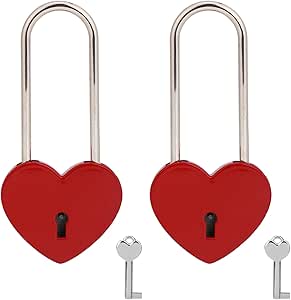 VeYocilk Love Lock Heart Padlock, 2PCS 50mm 3.5 inches Rubber Paint Red ...