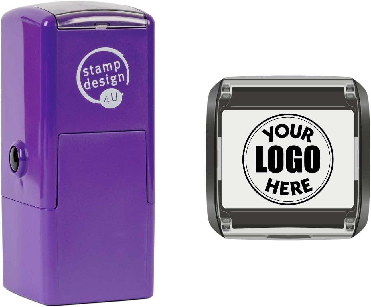 Business Logo Personalised Stamp, 25mm x 25mm Custom Stamp - Black Ink ...