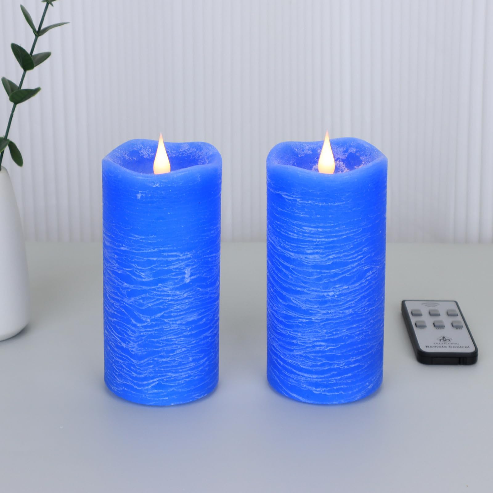 Amazon.com: Large Green Flameless Candles Set of 2- Real Wax Pillar ...