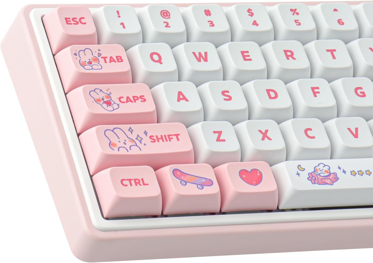 Amazon.com: Hyekit PBT Keycaps - XDA 137 Key Pink Rabbit Set, Dye ...