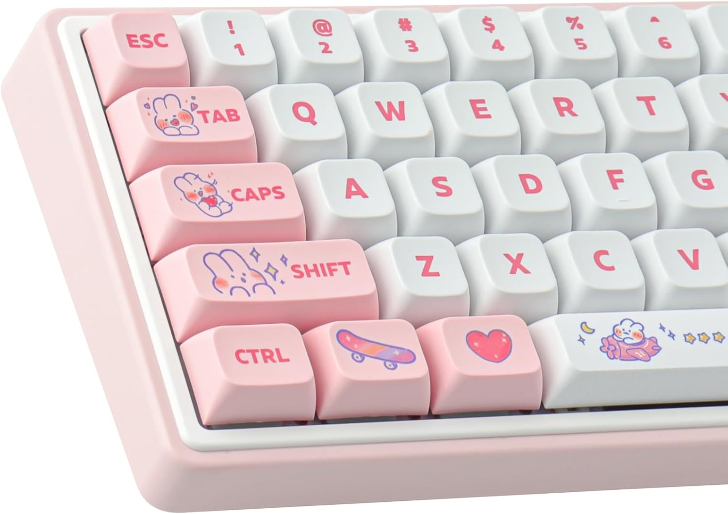 Amazon.com: Hyekit PBT Keycaps - XDA 137 Key Pink Rabbit Set, Dye ...