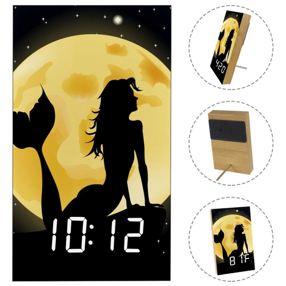Lorvies Mermaid Full Moon Desk Digital Clock Led Display Table ...
