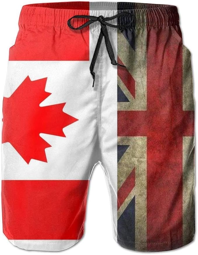 LLiopn Canada Flag United Kindom Flag Beach Shorts Swimwear for Mens ...