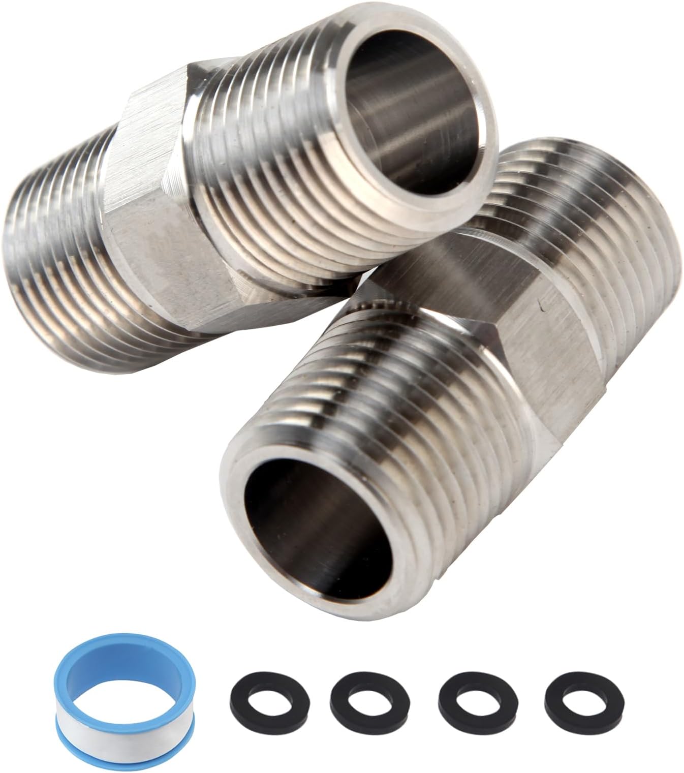 vattceel Hex Nipple 1/2" NPT Male x 1/2" NPT Male Threaded Stainless ...