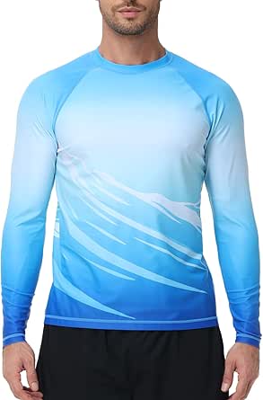 Amazon.com: VAYAGER Men's Swim Shirts UPF 50+ Rash Guard Long Sleeve Quick Dry T-Shirt Loose Fit ...