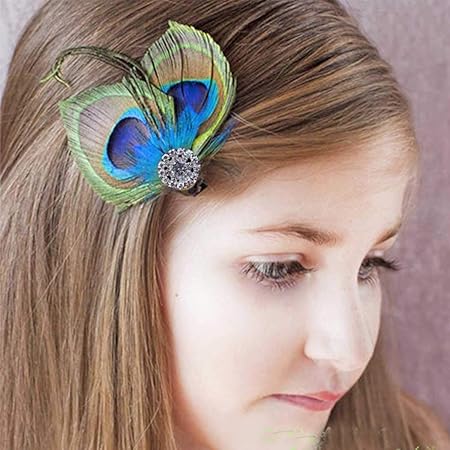 Amazon.com : Fdesigner Boho Peacock Feather Hair Clip Festival Hair ...