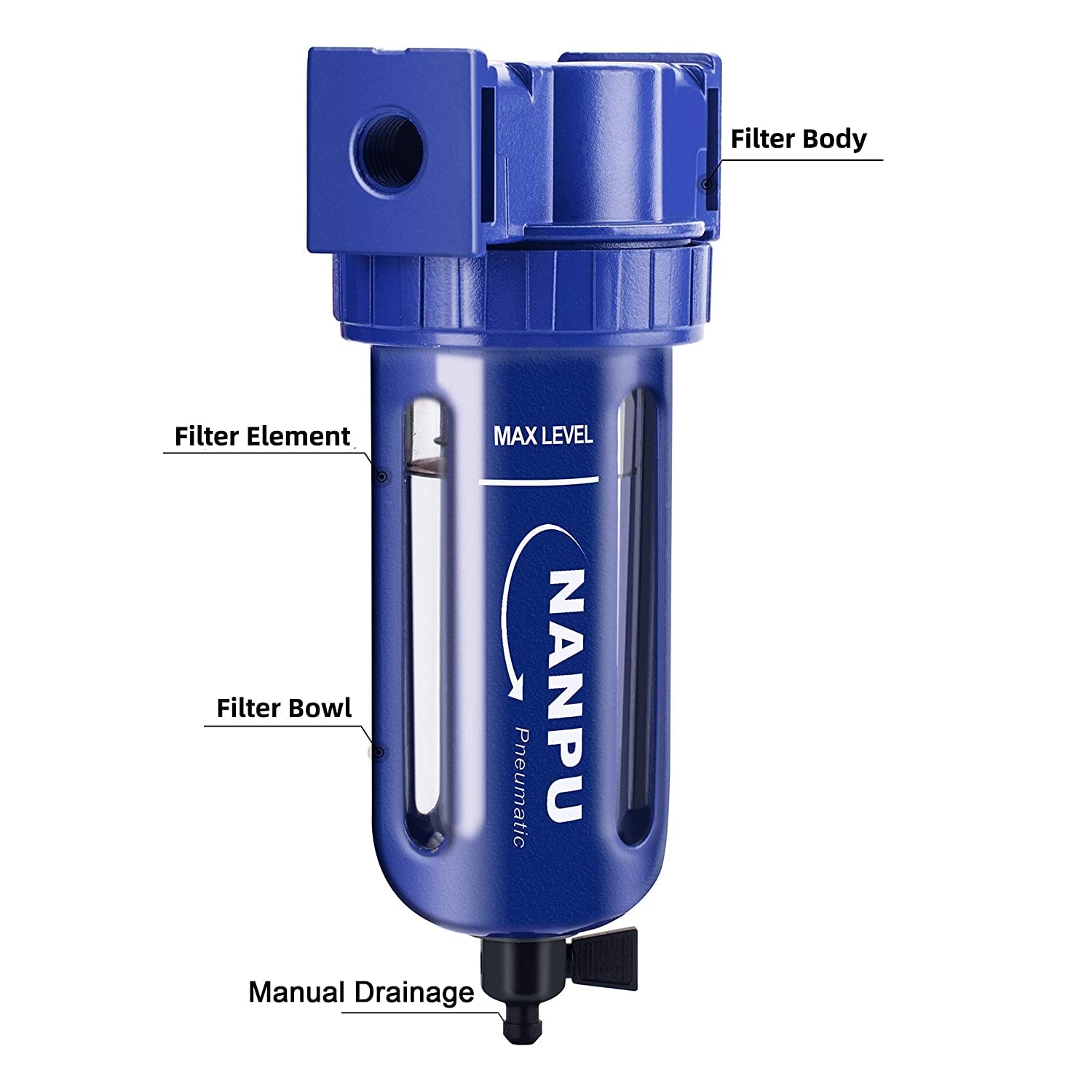 Snapklik.com : 1/2" NPT Compressed Air Filter, Zinc Alloy, 5 Micron ...