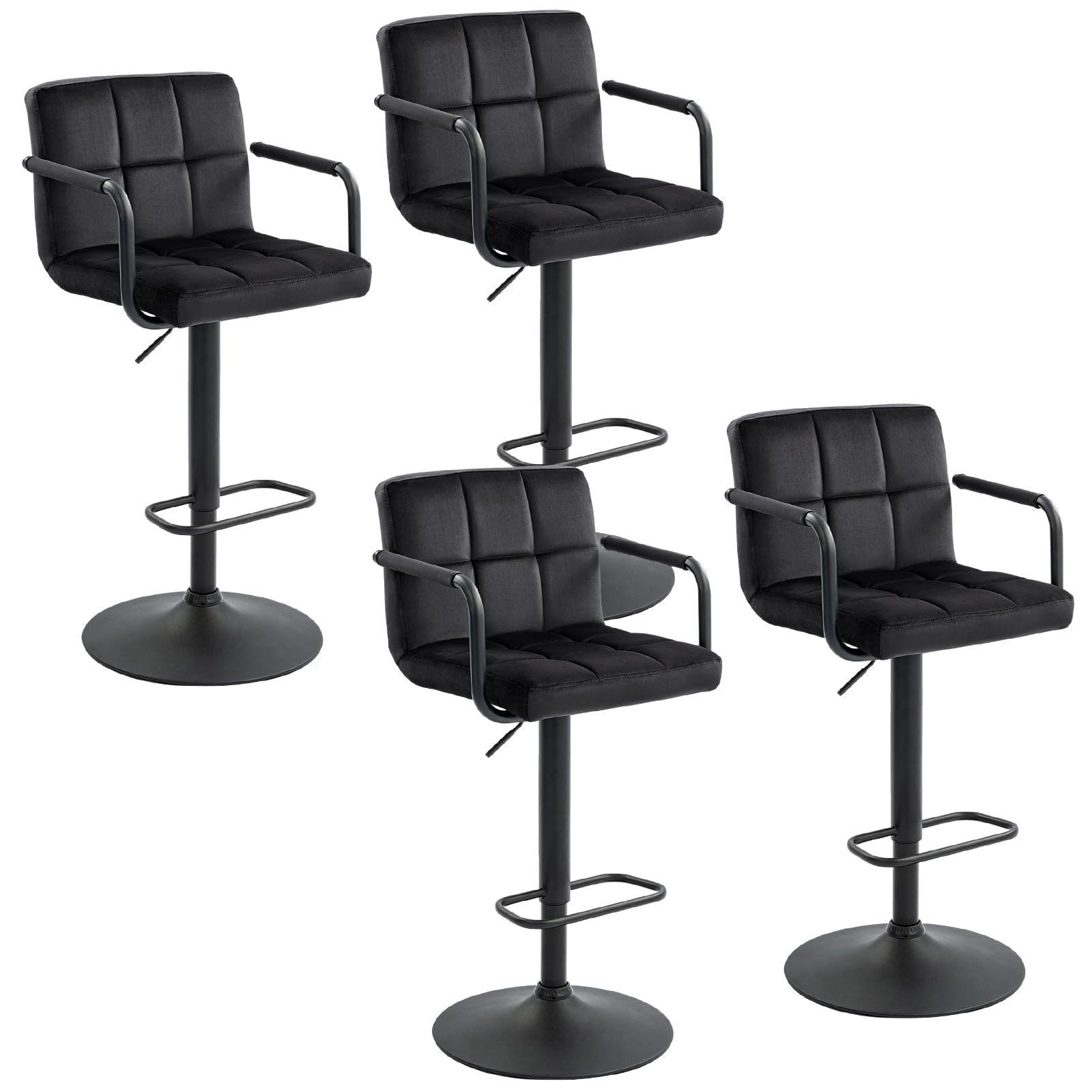 Amazon.com: Furnimart Adjustable Bar Stool Swivel Barstools Set of 4 ...