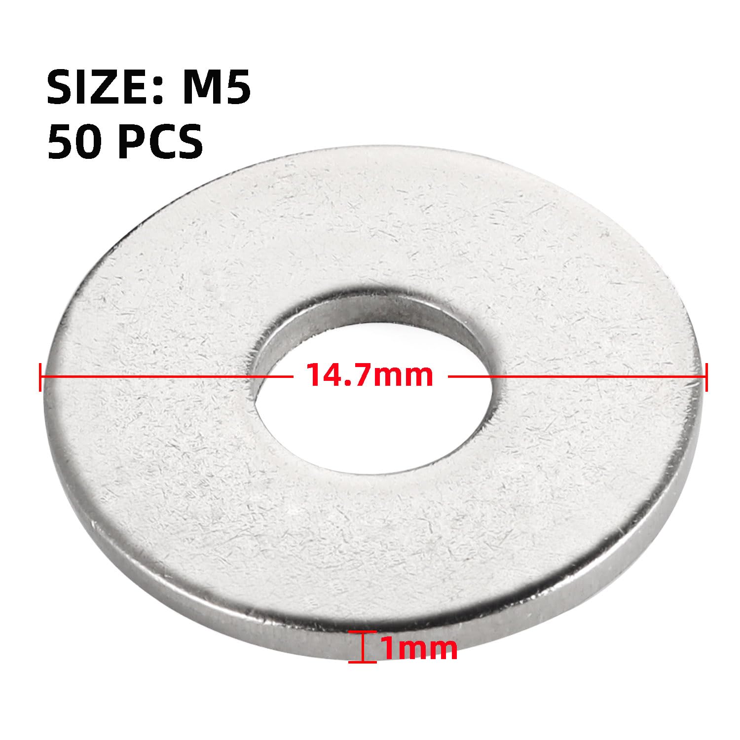 Snapklik.com : 50 PCS M5 Stainless Flat Washers, 14.7mm Outer Diameter ...