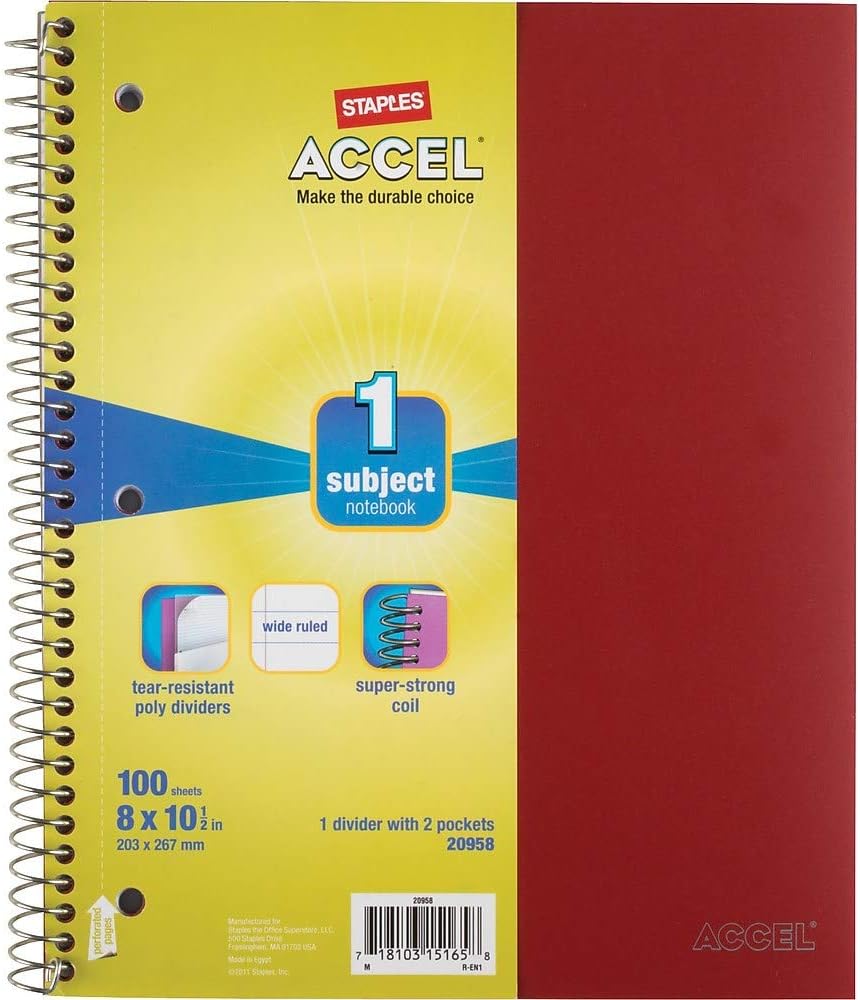Amazon.com : Staples Accel Durable Notebook Graph Ruled 8-1/2 X 11-Inch ...