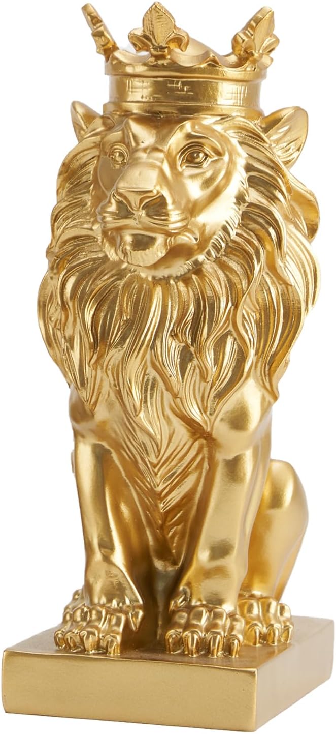 Amazon.com: 9 Inch Lion Statue Figurine Sculpture Resin Collectible ...
