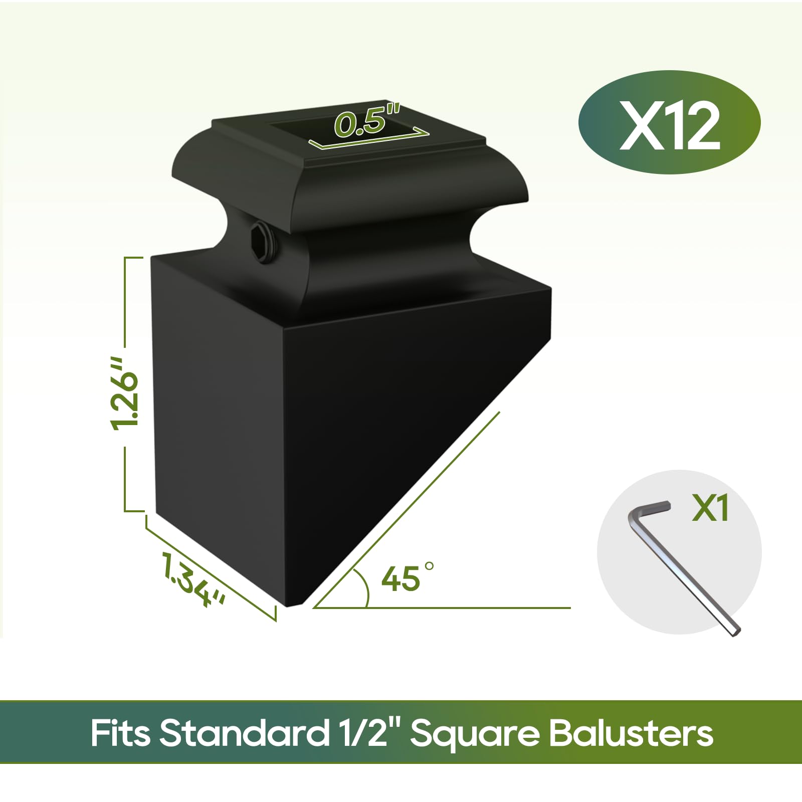 Snapklik.com : Baluster Shoes For 1/2 Inch Stair Spindles, 12 Pack Iron ...