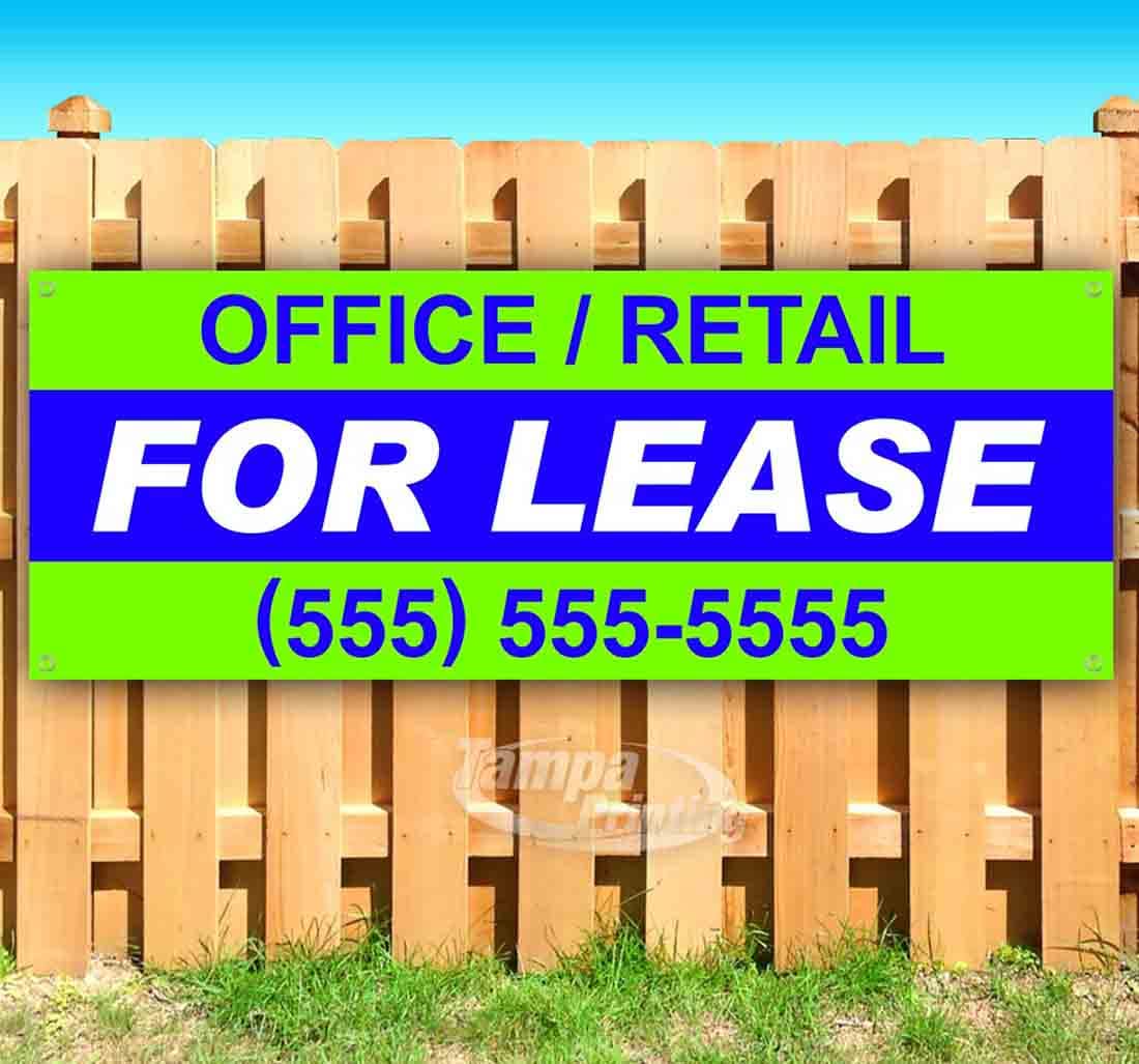 Amazon.com : Office/Retail for Lease Banner 13 oz | Non-Fabric | Heavy ...