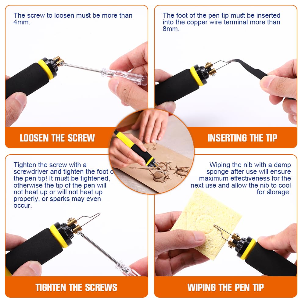 2 IN 1 Wood Burning Kit 100W with 2 Wood Burning Pens, 78 Pcs ...