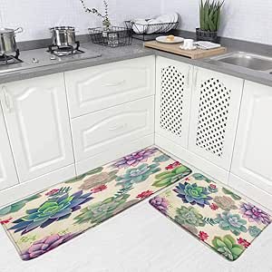 Amazon.com: Succulents Kitchen Rugs Spring Tropical Flower Plant Rustic ...