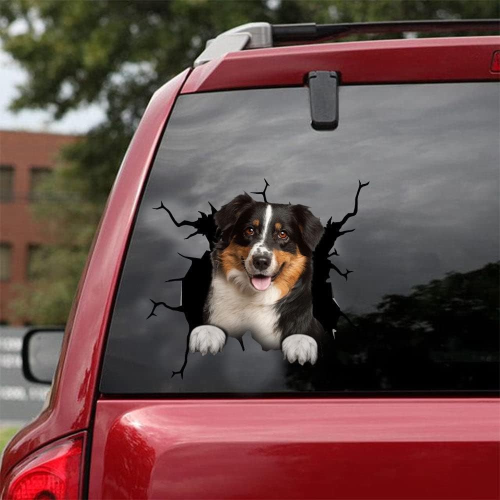 Amazon.com - 3D Australian Shepherd Dog Cracked Vinyl Car Stickers ...