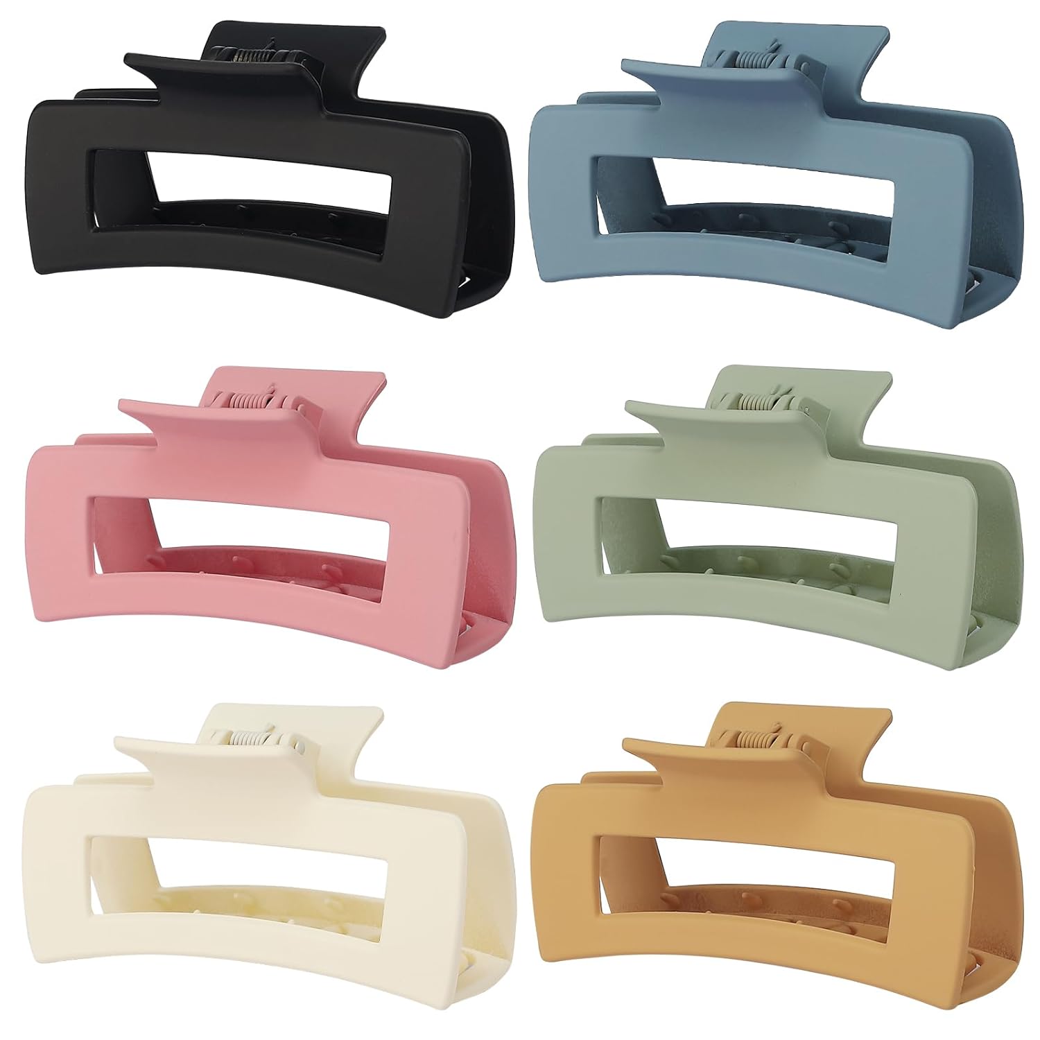 Amazon.com: Sisiaipu 4 Inch Big Hair Claw Clips - 6 Pcs Large Square ...