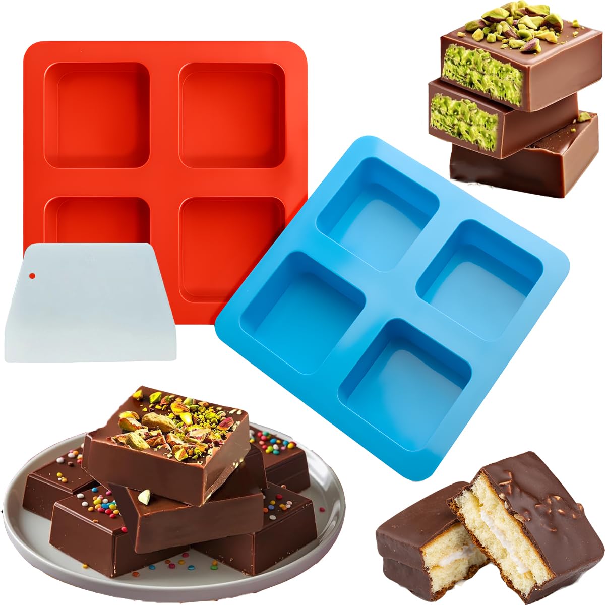 Amazon.com: 1 Inch Deep Chocolate Molds Silicone - 8-Cavity Square ...