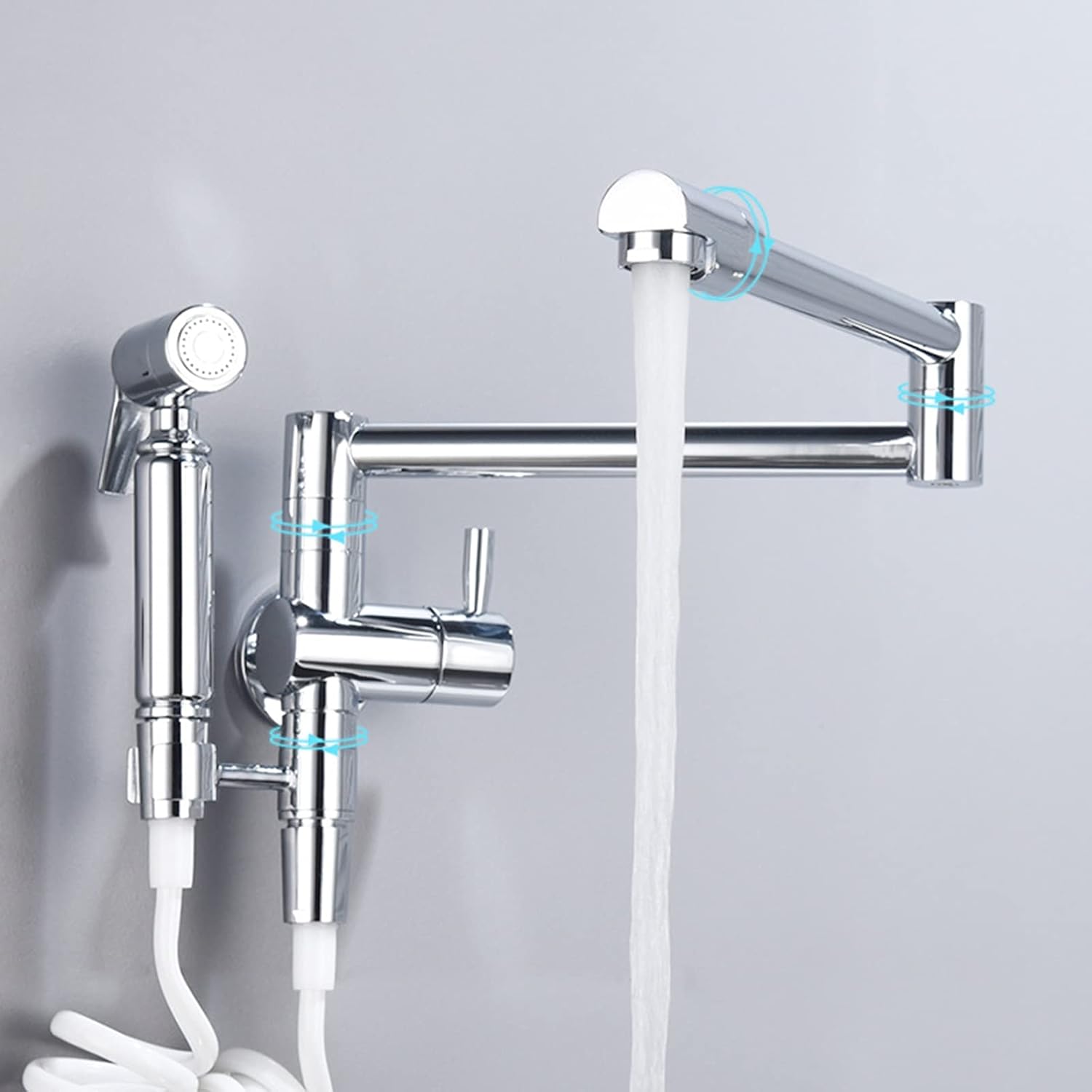 Pot Filler Faucet, in-Wall Rotating Folding Kitchen Sink Faucet with ...