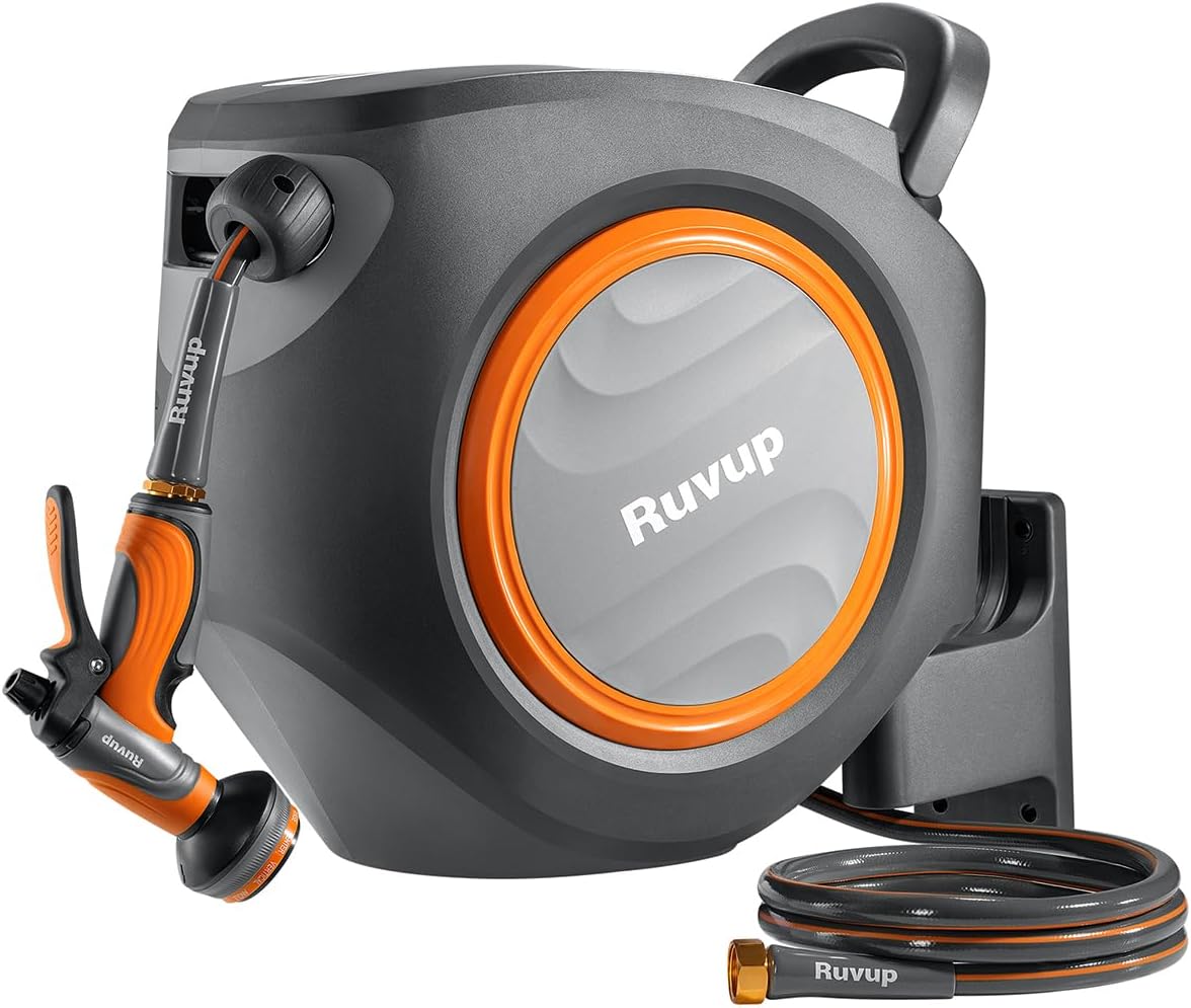 Amazon.com: GLAHODEN Retractable Garden Hose Reel 1/2 in x 65 ft ...