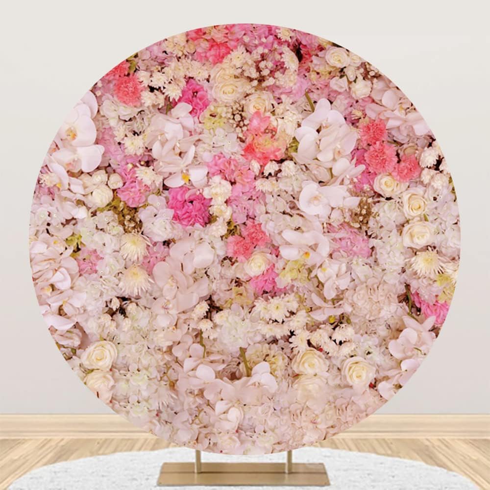 Amazon.com : Yeele 6.5x6.5ft Floral Round Backdrop Cover Polyester Pink ...