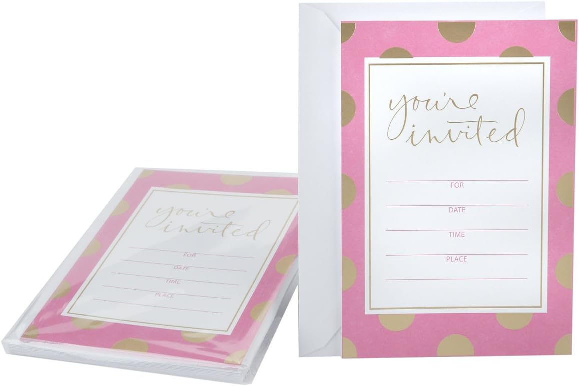 Amazon.com: Hallmark Invitation Cards (Gold Dots on Pink) : Home & Kitchen