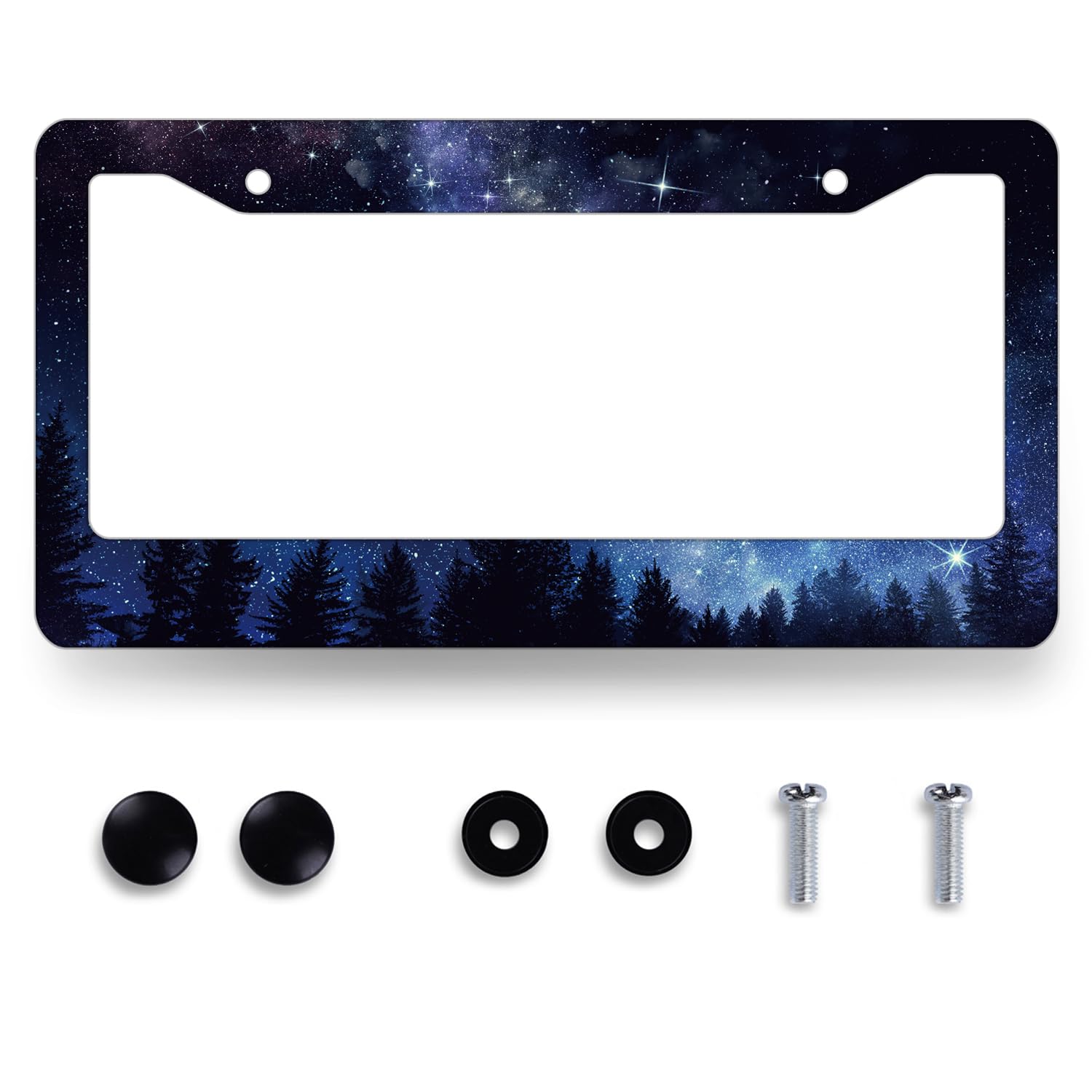 Amazon.com: Galaxy Forest License Plate Frame Blue Galaxy Moon Stars ...