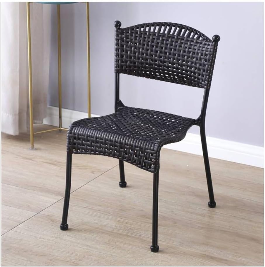 Amazon.com : Outdoor Patio Rattan High Back Dining Chairs, Coated Metal ...