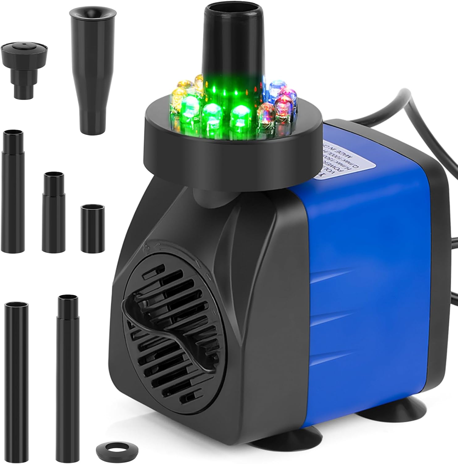 Amazon.com : Submersible Pond Fountain Pump with LED Light, 7.2ft Water Pump,Aquarium Pump with ...
