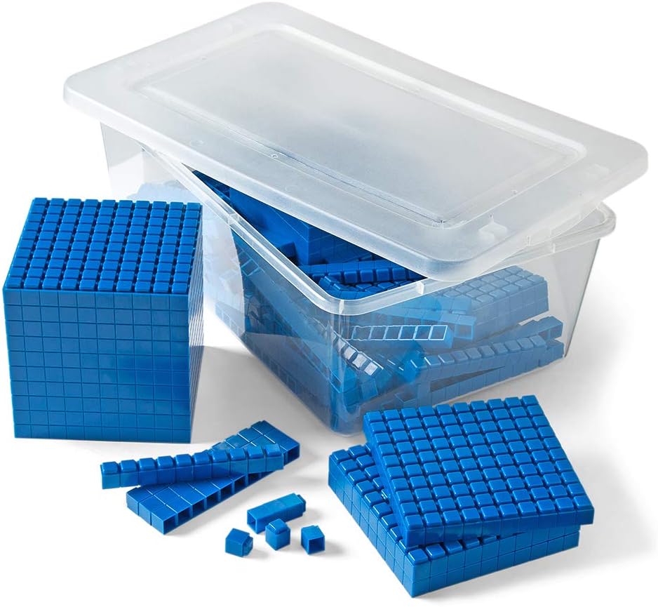 hand2mind Blue Plastic Interlox Connecting Base Ten Blocks Complete Set ...