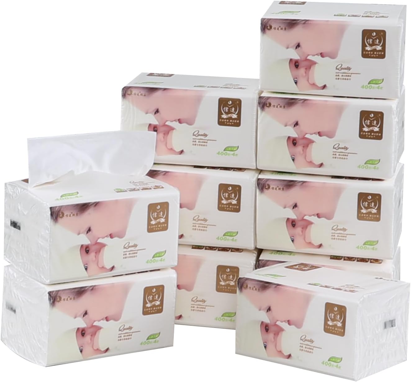 Wekioger 10 Pack 4-Ply Facial Tissues, 100 Tissues/400 Sheets per Pack ...