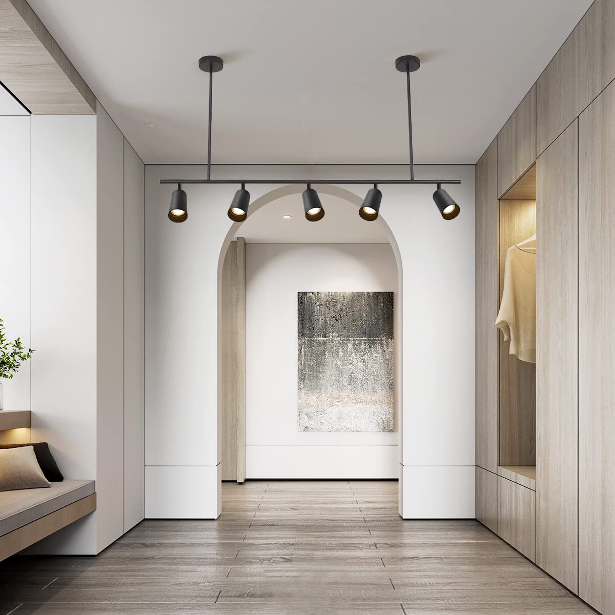 Snapklik.com : Matte Black Metal 5-Lights LED Linear Track Lighting Mid ...