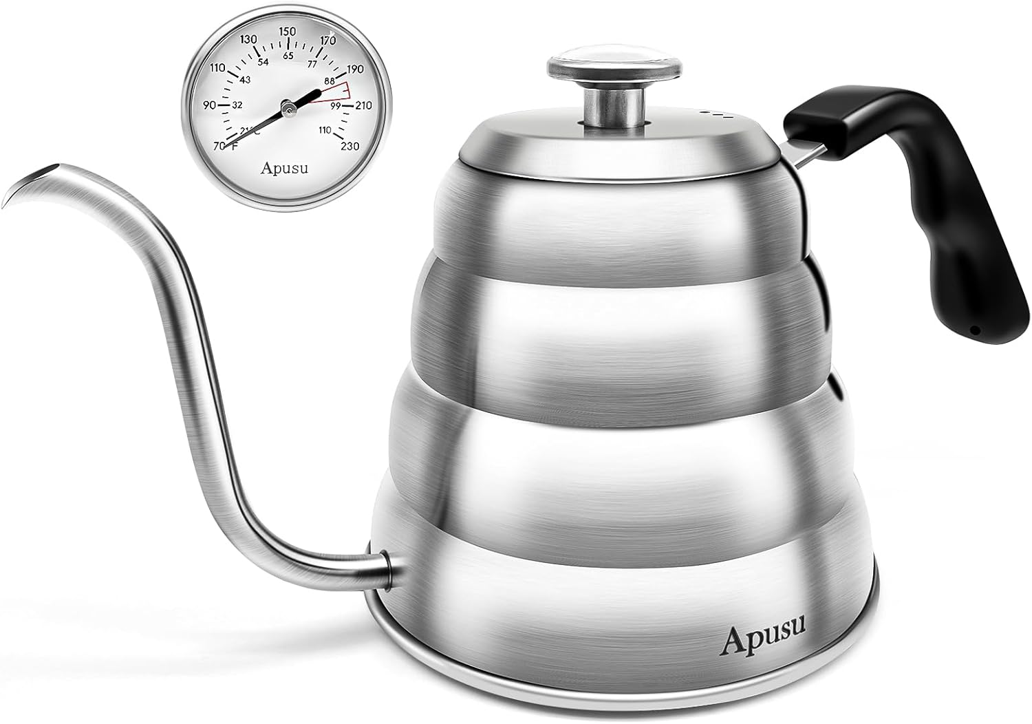Amazon.com: Tea Kettle with Thermometer Pot Silver Gooseneck Kettle ...