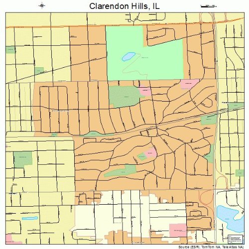 Large Street & Road Map of Clarendon Hills, Illinois IL - Printed ...