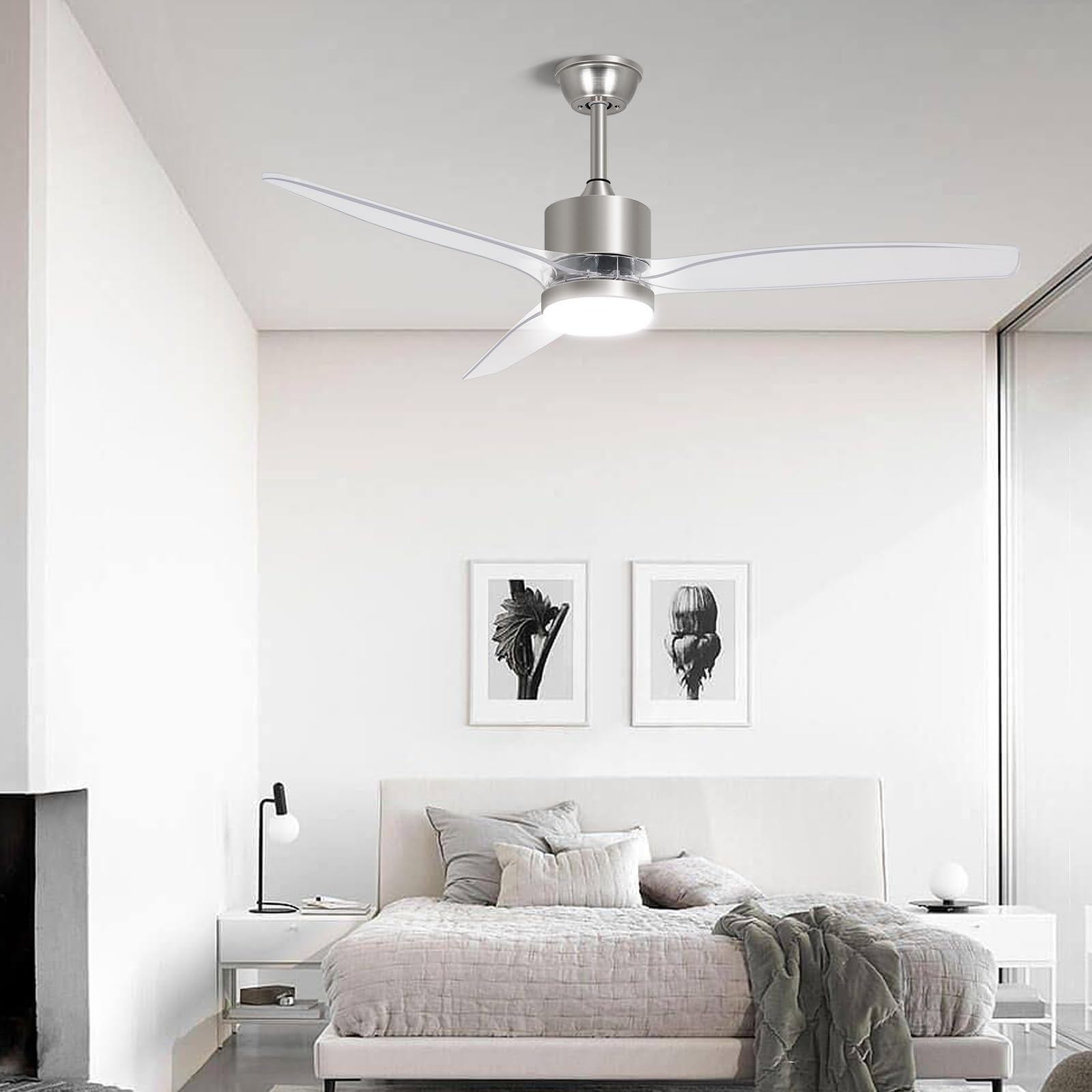 Amazon.com: OKELI Clear Fan Blades Ceiling Fan with Light, 52 Inch 3 ...
