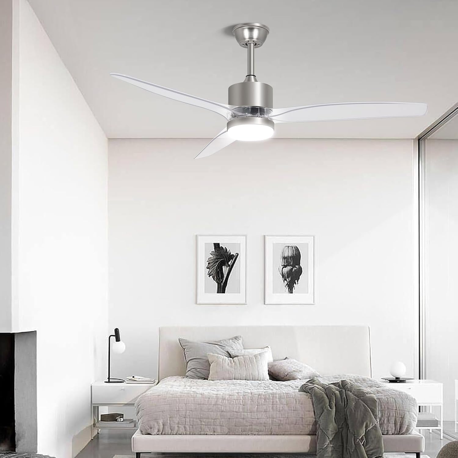 Amazon.com: OKELI Clear Fan Blades Ceiling Fan with Light, 52 Inch 3 ...