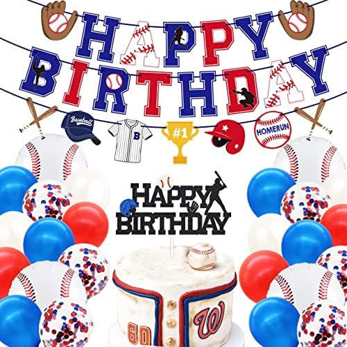 Amazon.com: 26 PCS Baseball Party Banners Baseball Birthday Decorations ...