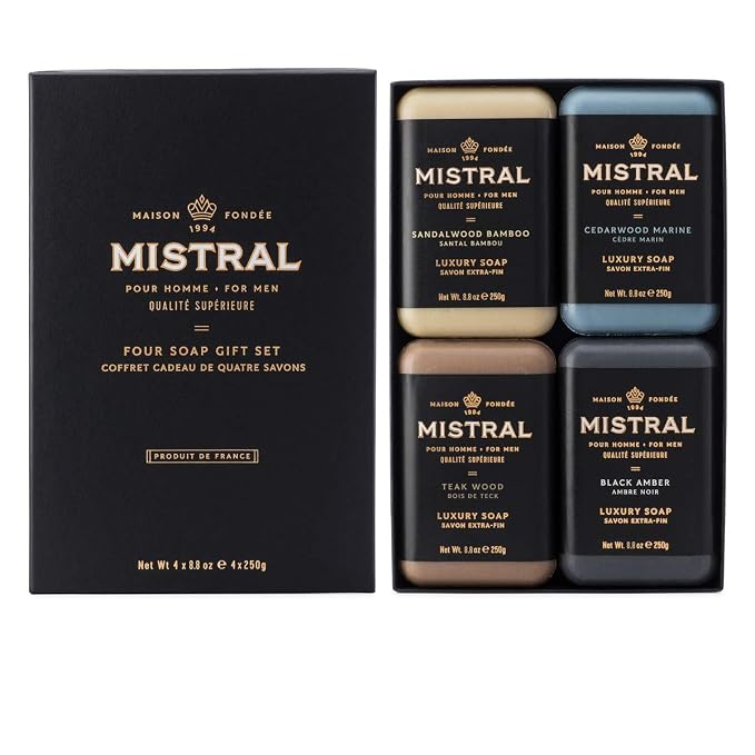 Amazon.com : Mistral Men's Bar Soap Organic, 4 Bar Set : Bath Soaps ...