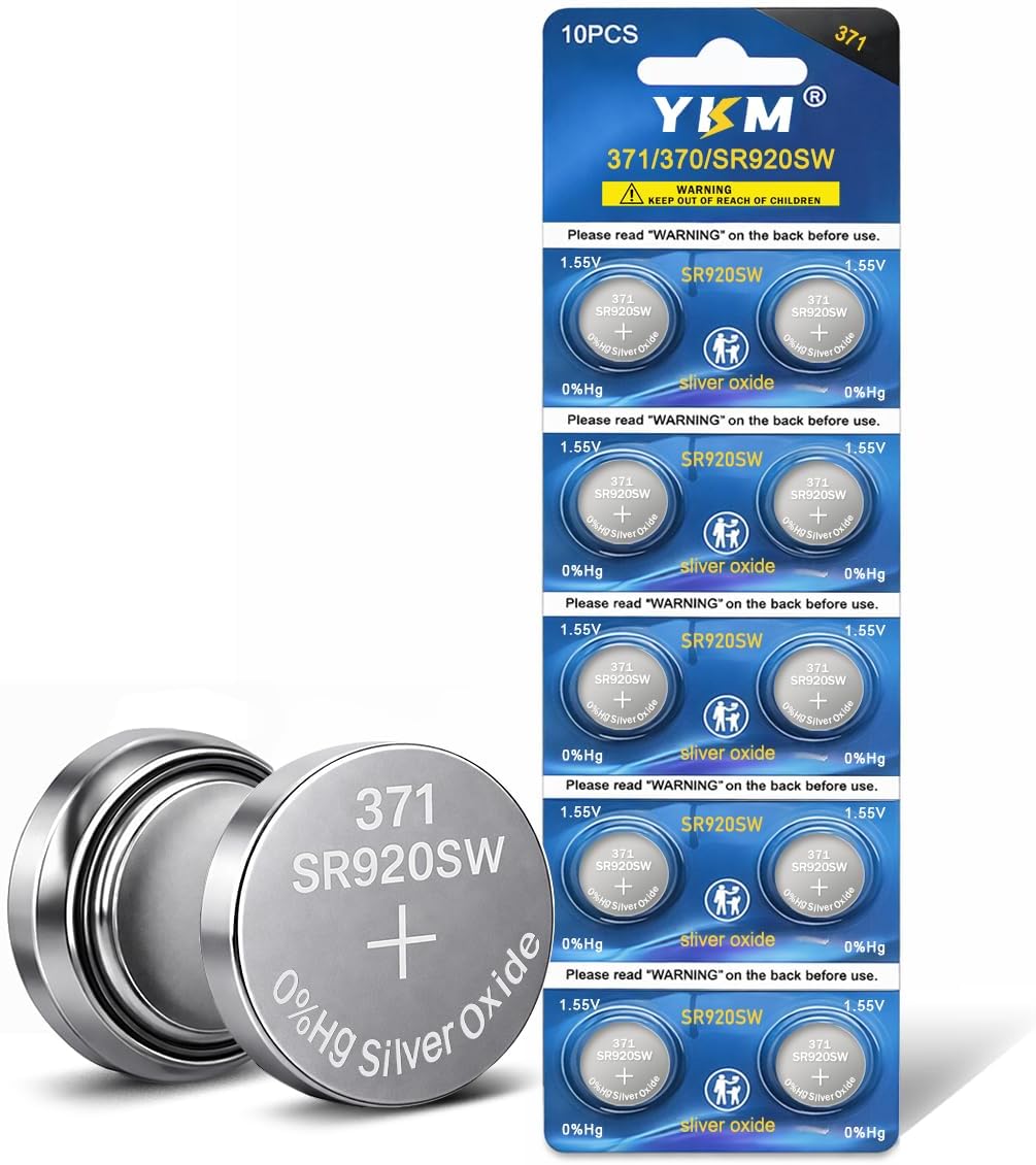 Amazon.com: YKM 10 Pack 371 SR920SW Watch Battery AG6 370 371 Button ...