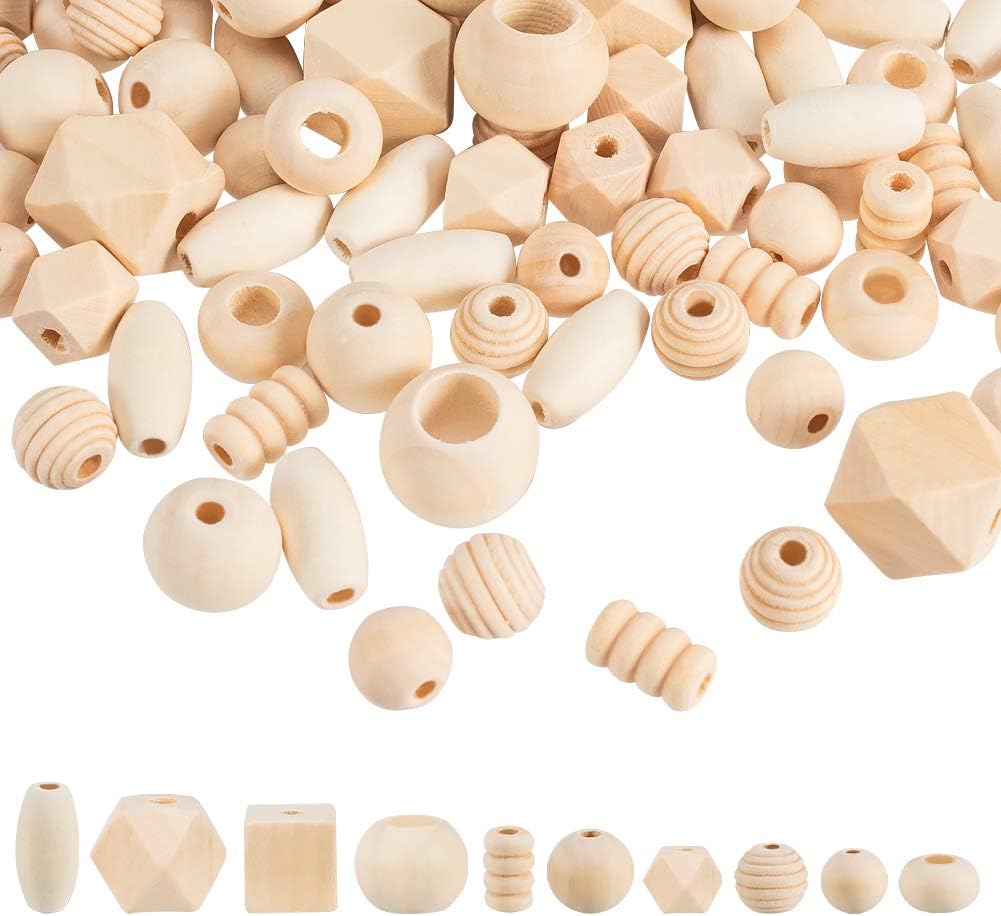 Amazon.com: Unfinished Wooden Beads Bulk 400pcs - 1 Pound of Natural ...