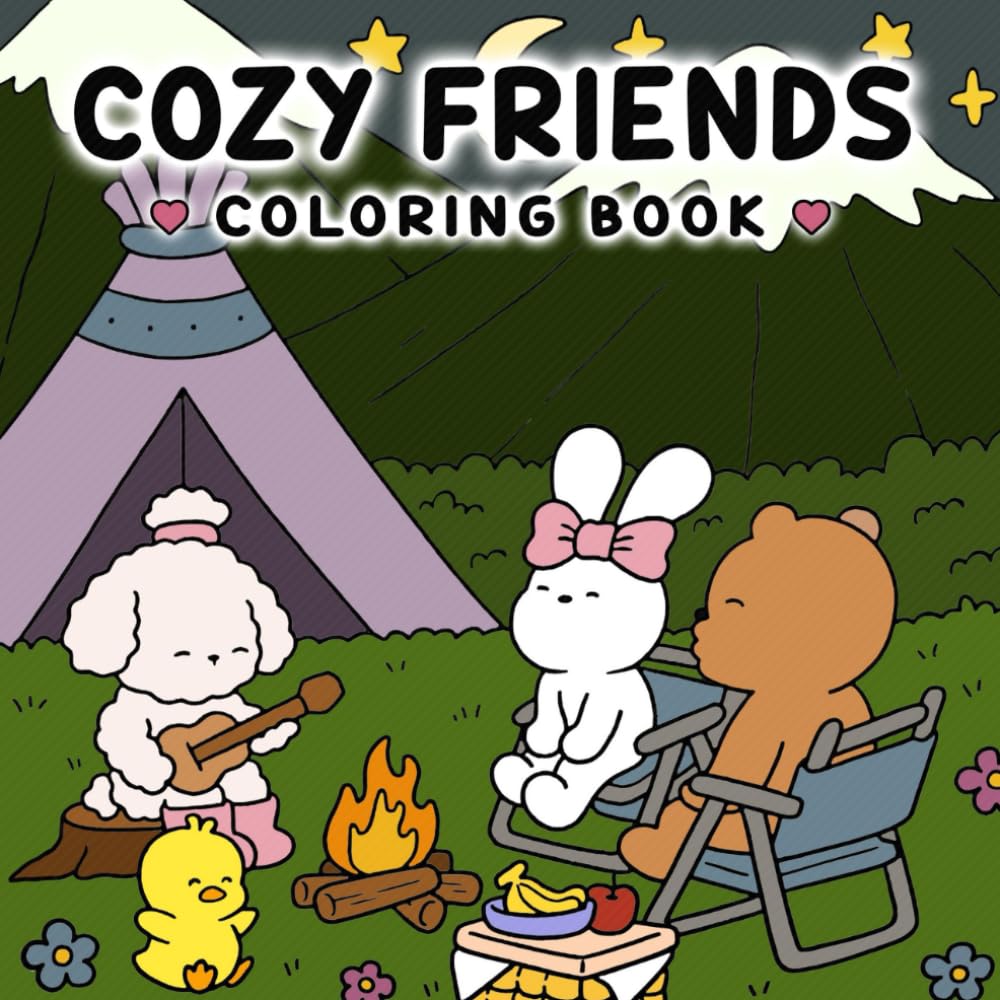 Cozy Friends Coloring Book: Cute Coloring Pages for Adults and Teens ...