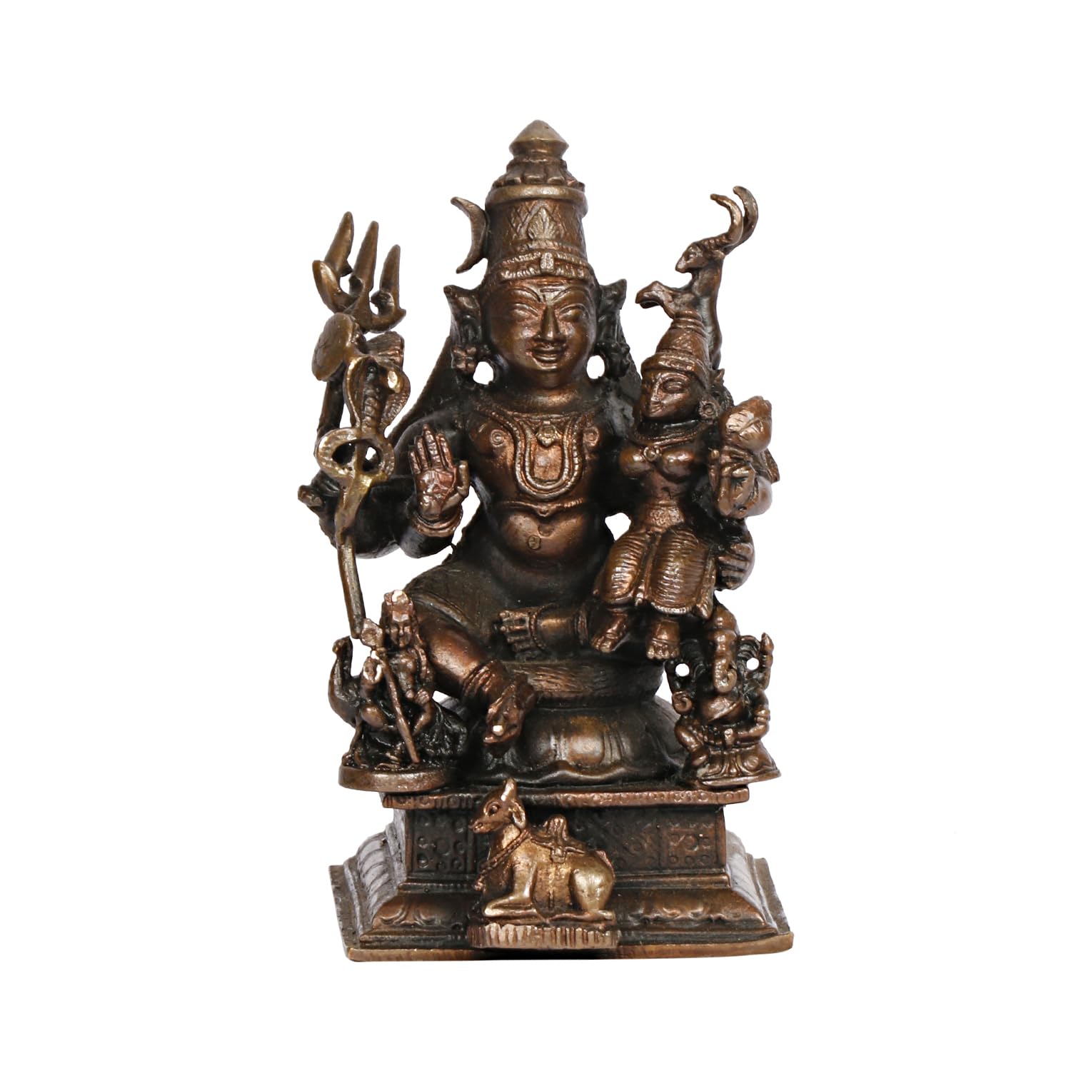 Buy Kartique Copper Shiva Parvati Kartikeya Ganesha Nandi Idol | Shiv ...