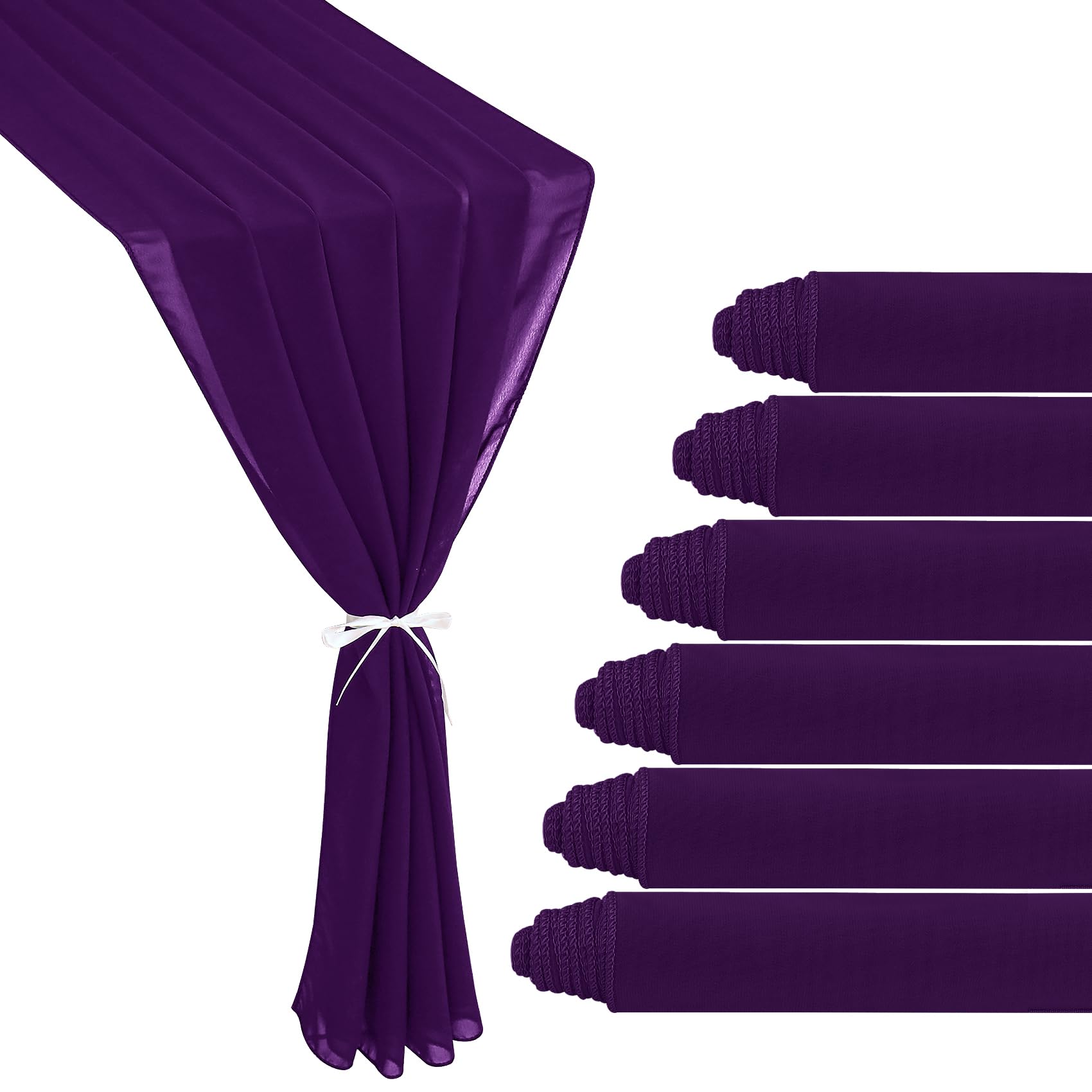 Amazon.com: 6 Pack 10Ft Dark Purple Chiffon Table Runner 29x120 Inches ...