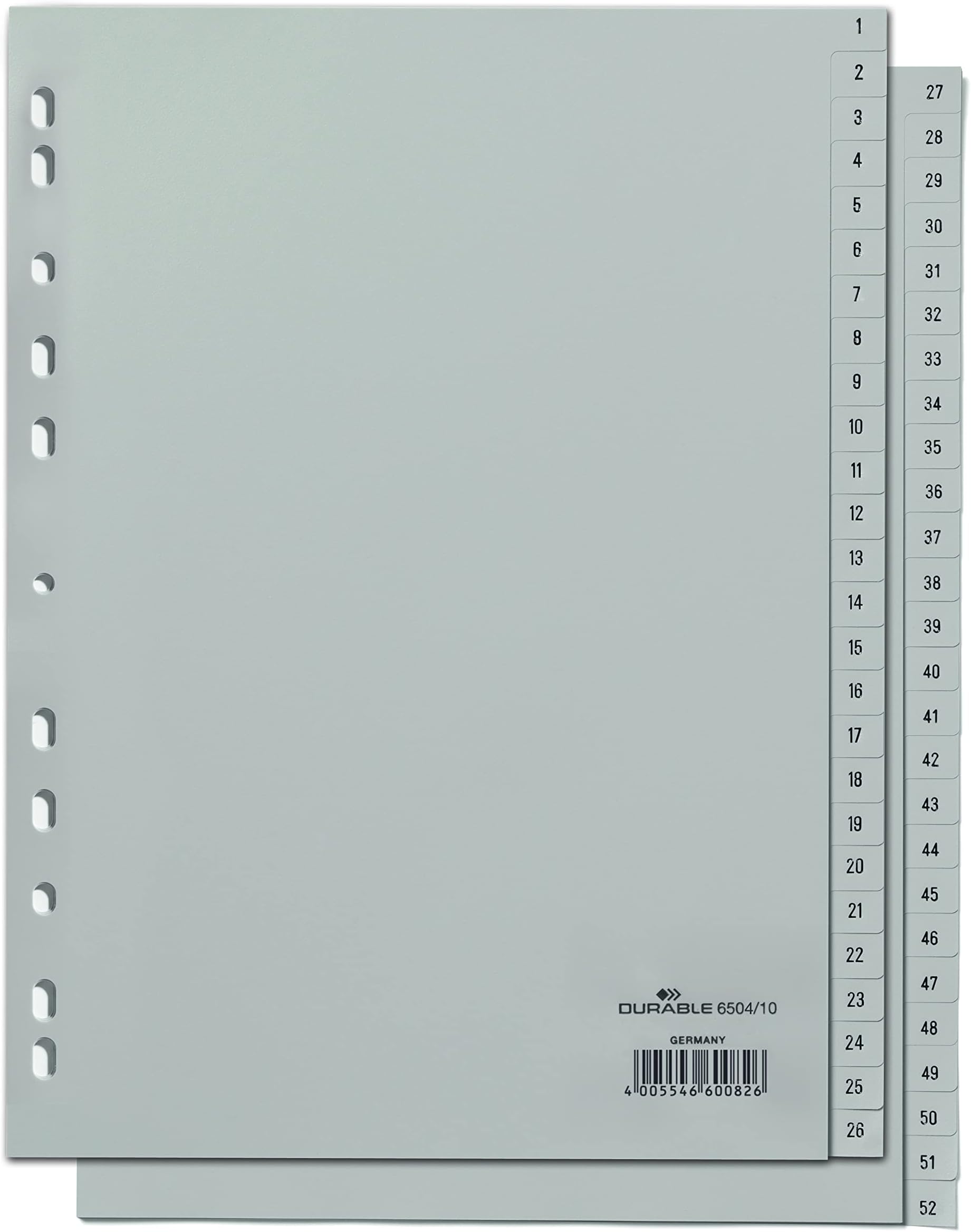 Durable 1-52 Polypropylene Index Dividers | A4 Portrait Full Covering ...