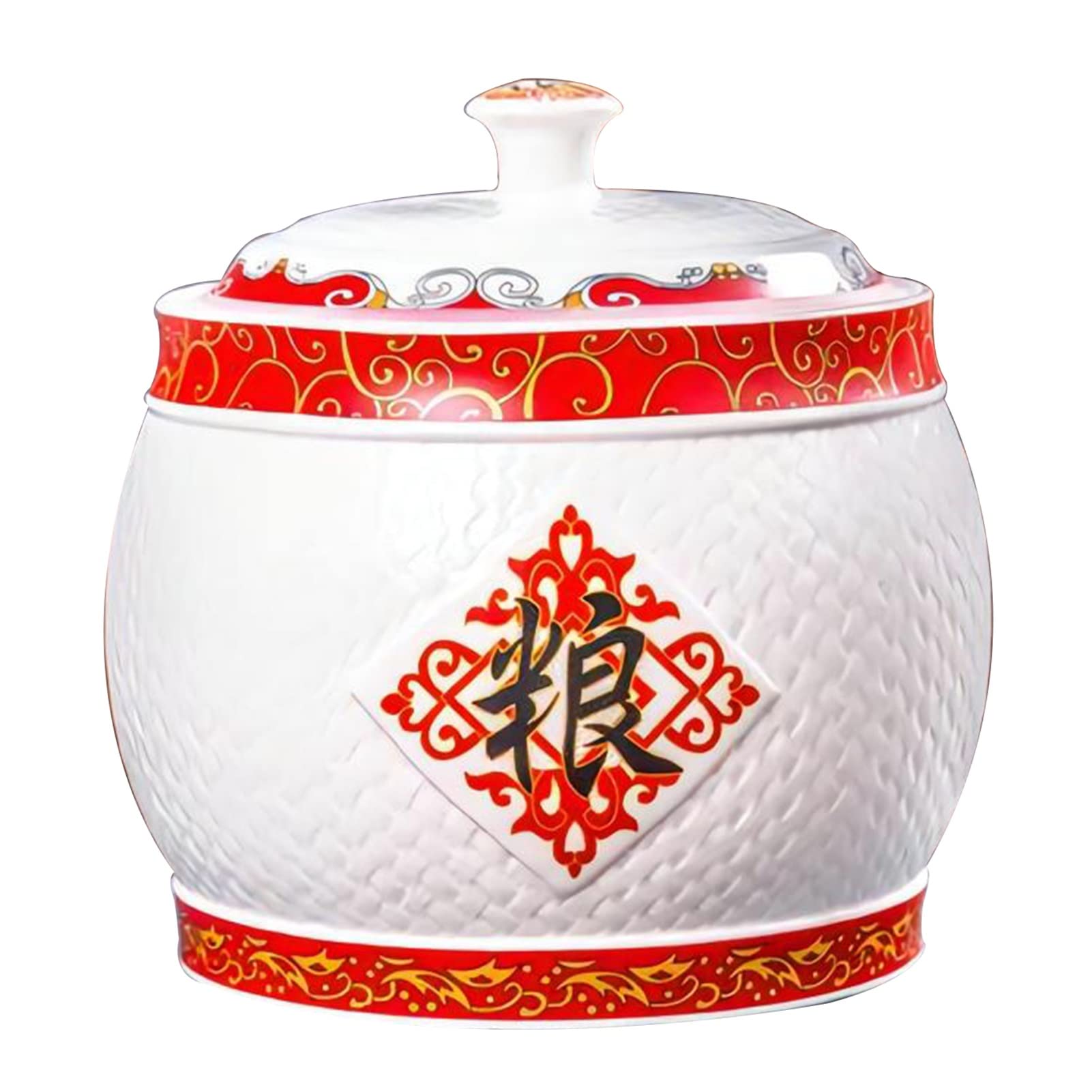 Buy Food Dispenser Retro Ceramic Rice Bucket Cereal Storage Container ...