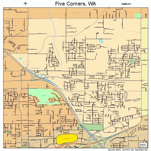 Amazon.com: Large Street & Road Map of Five Corners, Washington WA ...